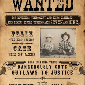 Wanted Poster Cowboy Birthday Invitation, Wild West Party (canva) - Etsy