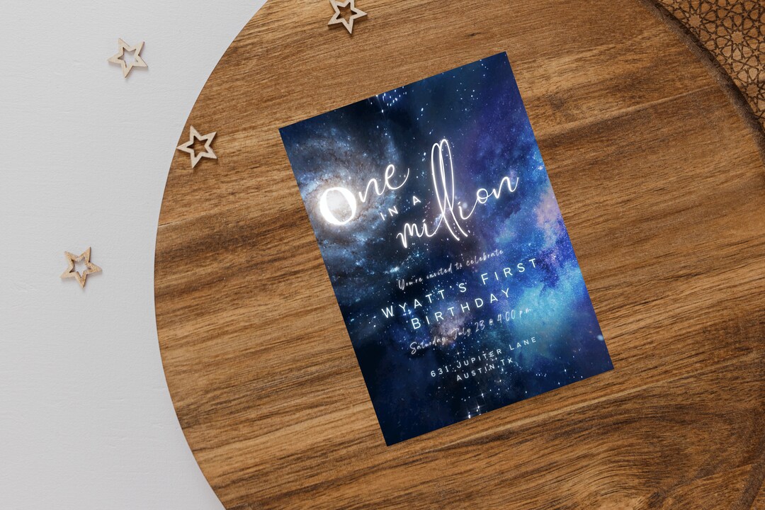 Galaxy First Birthday Invitation Editable Template, Space First ...