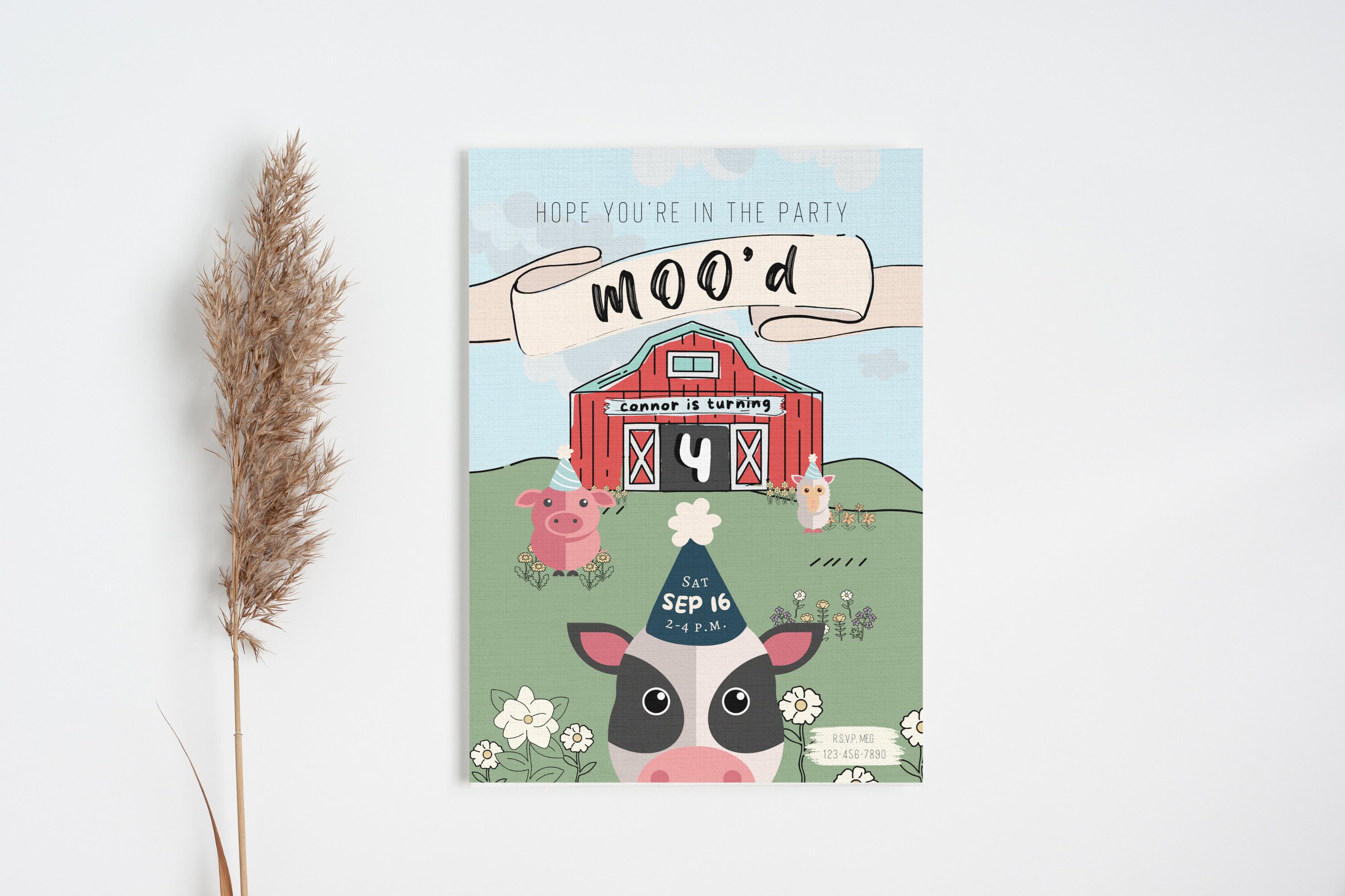Farm Birthday Invitation, Farm Theme Birthday, Barn Birthday Invitation ...