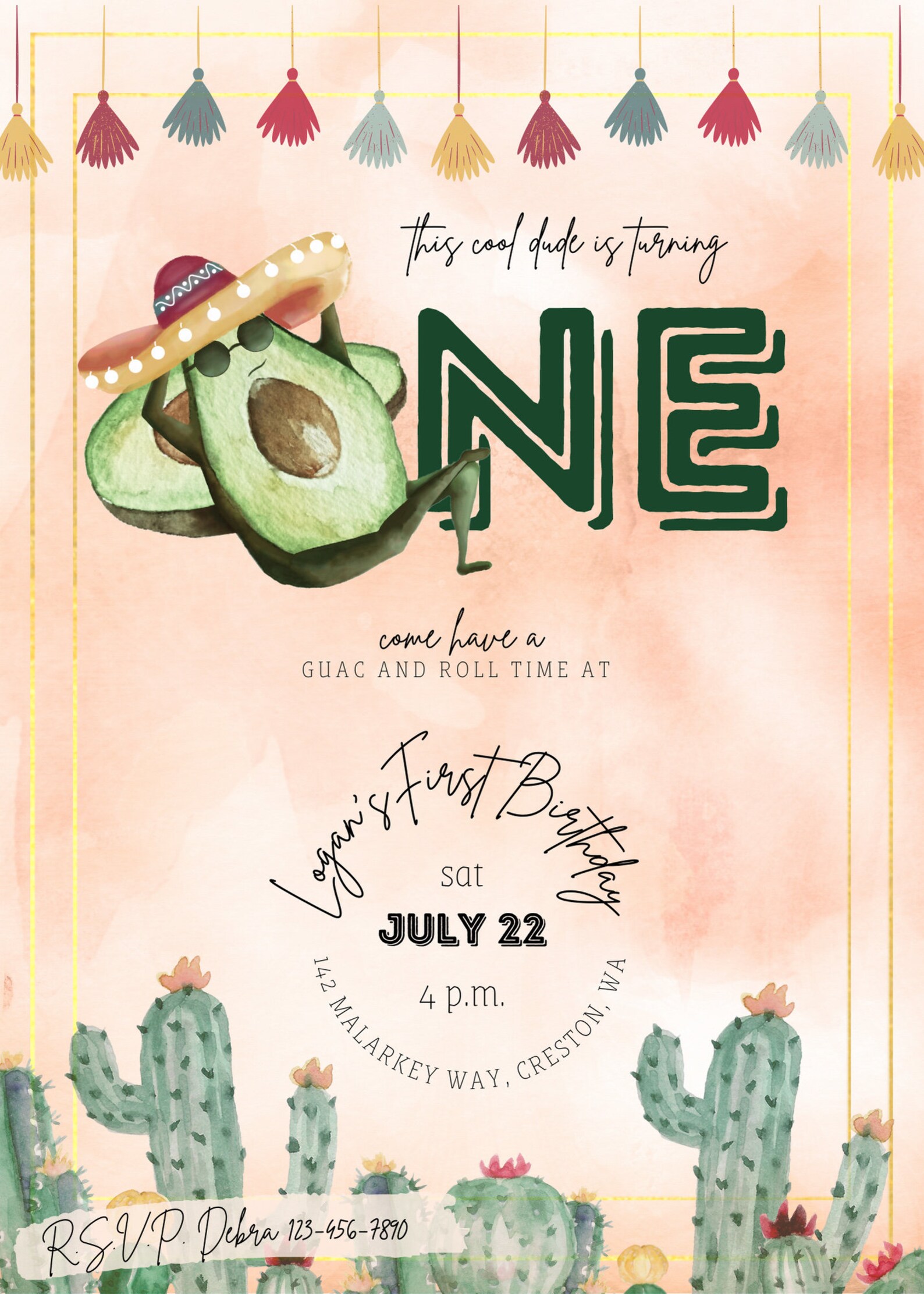 Fiesta 1st Birthday Invitation, First Birthday Invitation, First Fiesta ...