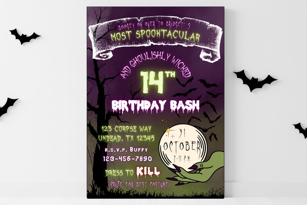 Halloween Birthday Party Invitation, Halloween Invite, October Birthday ...