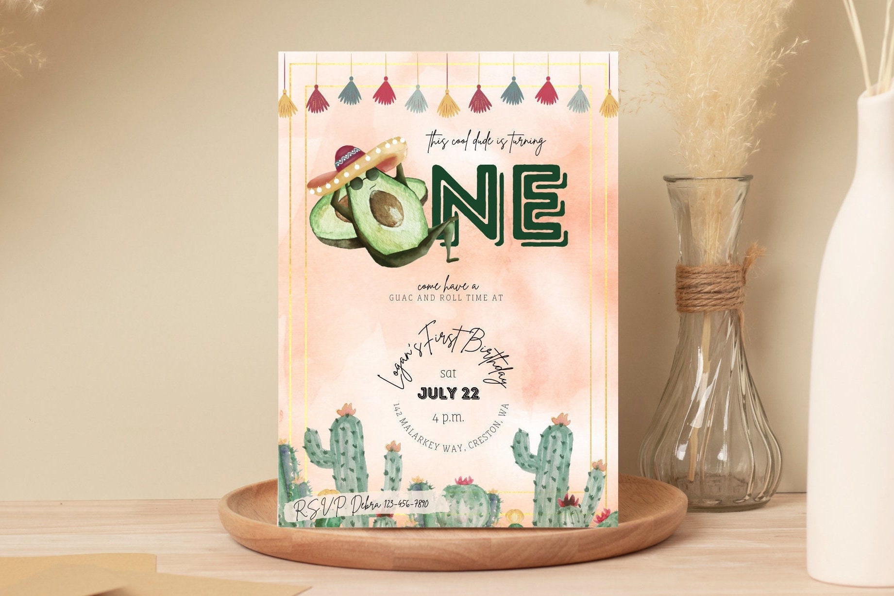 Fiesta 1st Birthday Invitation, First Birthday Invitation, First Fiesta ...