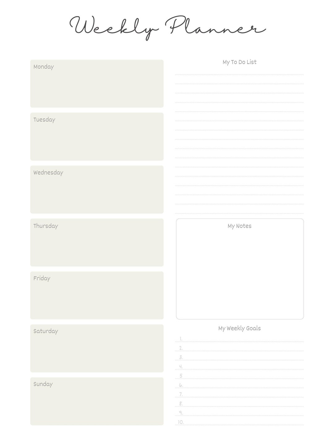 Weekly Schedule, Weekly Planner, Daily Planner, instant Download - Etsy