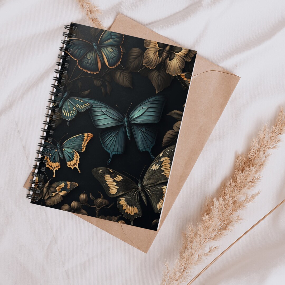 Dark Whimsigoth Butterfly Spiral Bound Notebook, Goth Butterfly Journal ...