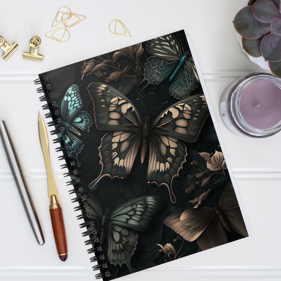 Dark Whimsigoth Butterfly Spiral Bound Notebook, Goth Butterfly Journal ...