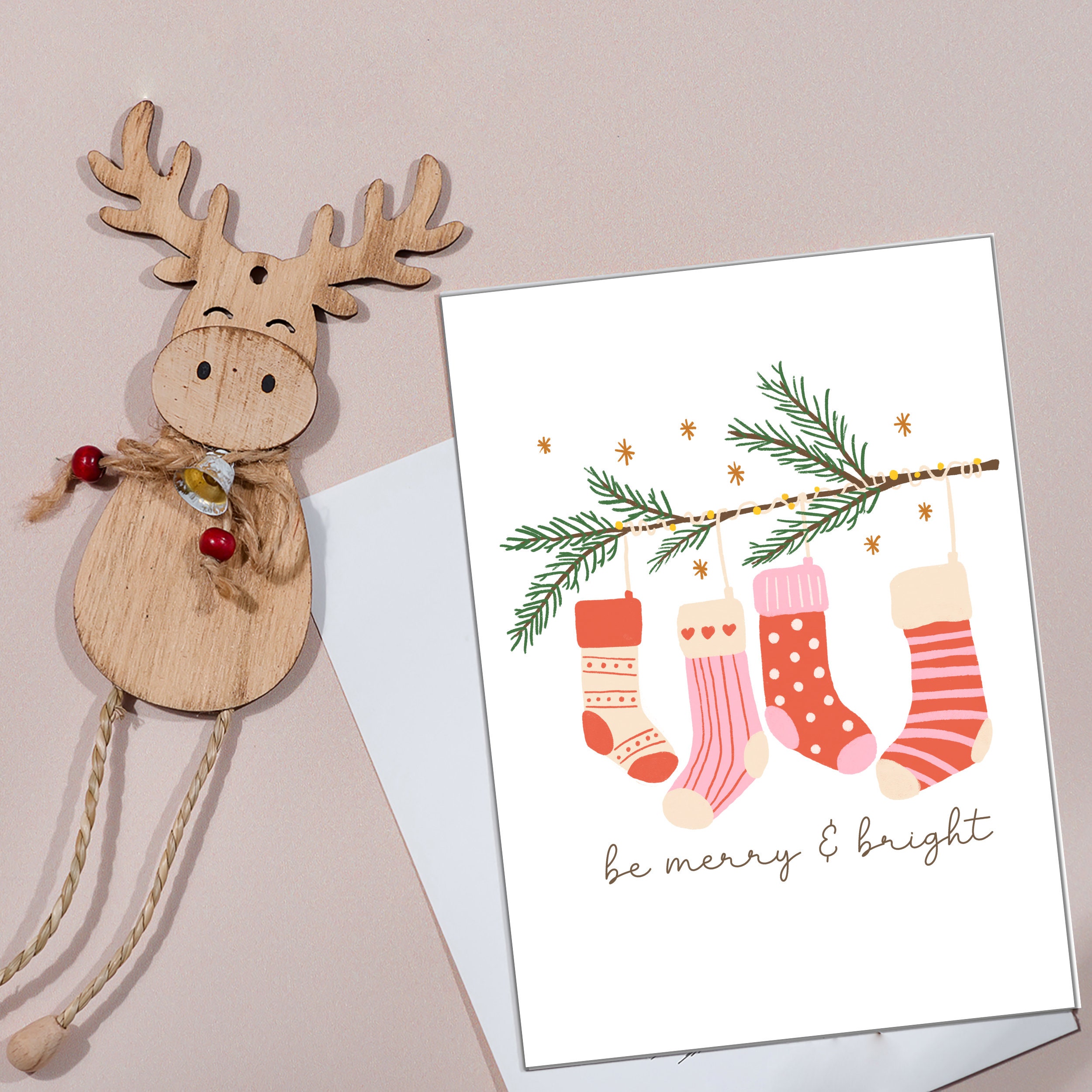 Minimal Christmas Card, Cute Christmas Card for Best Friend, Seasons ...