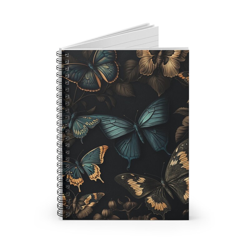 Dark Whimsigoth Butterfly Spiral Bound Notebook, Goth Butterfly Journal ...