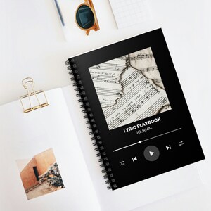Lyric Journal Spiral Bound Lined Notebook, Songwriters Notebook ...