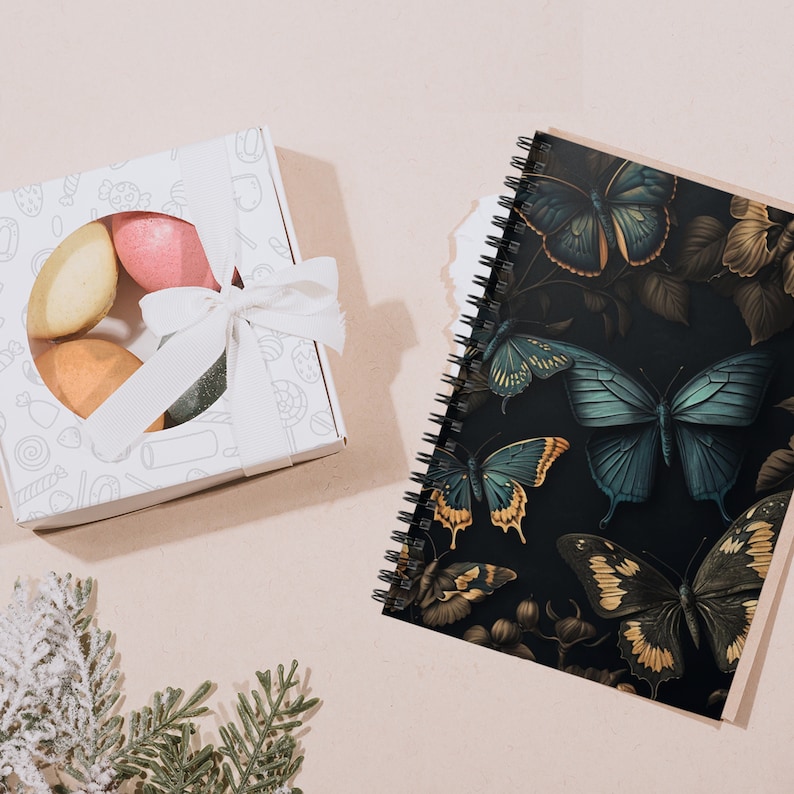 Dark Whimsigoth Butterfly Spiral Bound Notebook, Goth Butterfly Journal ...