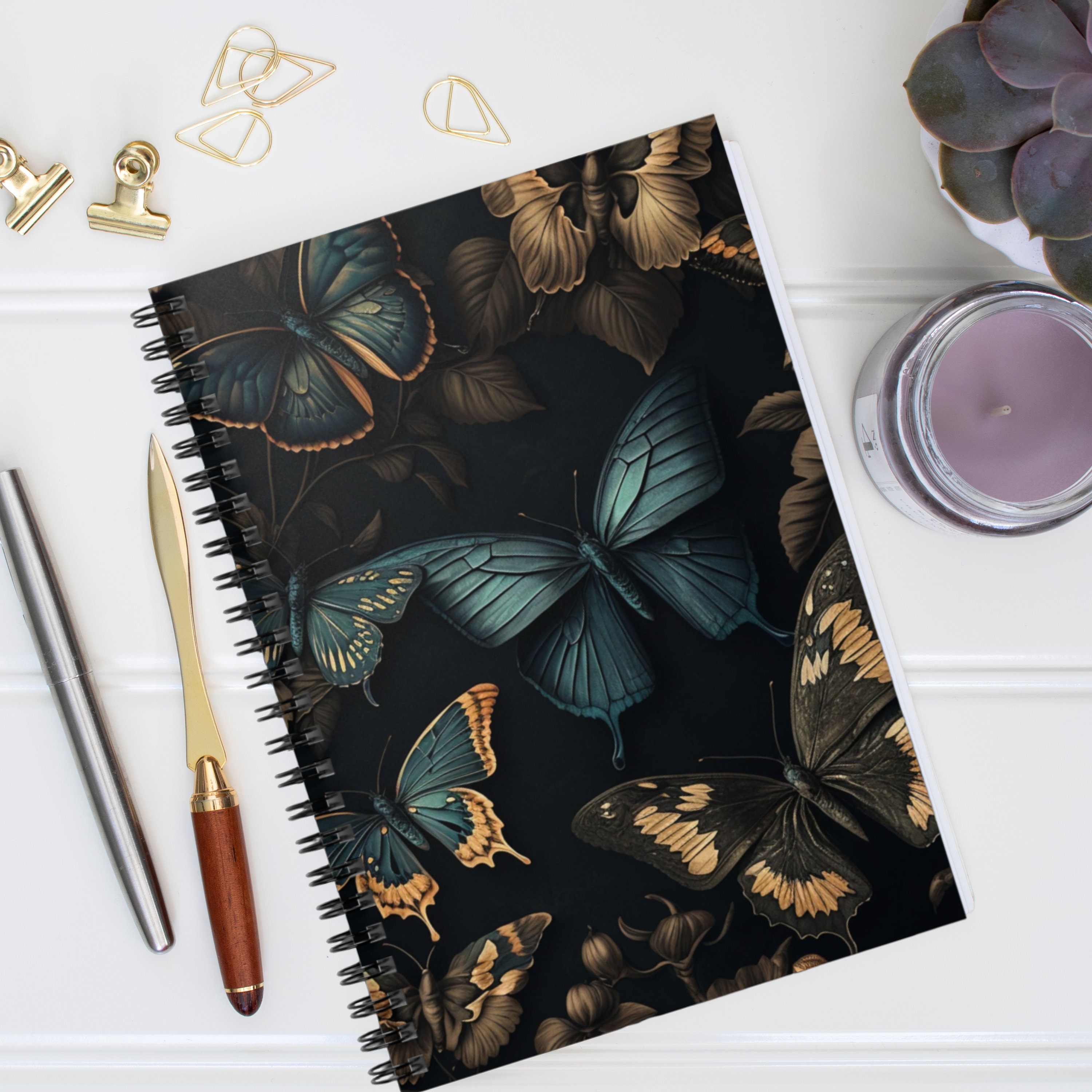 Dark Whimsigoth Butterfly Spiral Bound Notebook, Goth Butterfly Journal ...