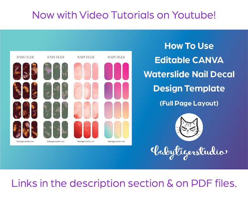 Editable Canva Waterslide Diy Nail Decal Design Templates For Etsy