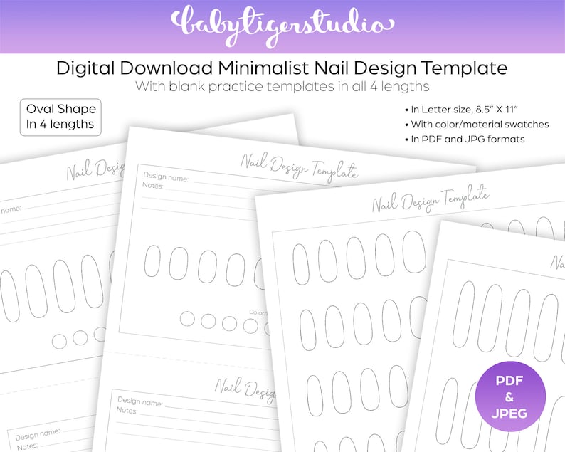 Instant Download - Oval Shaped Nail Design & Practice Templates - Etsy
