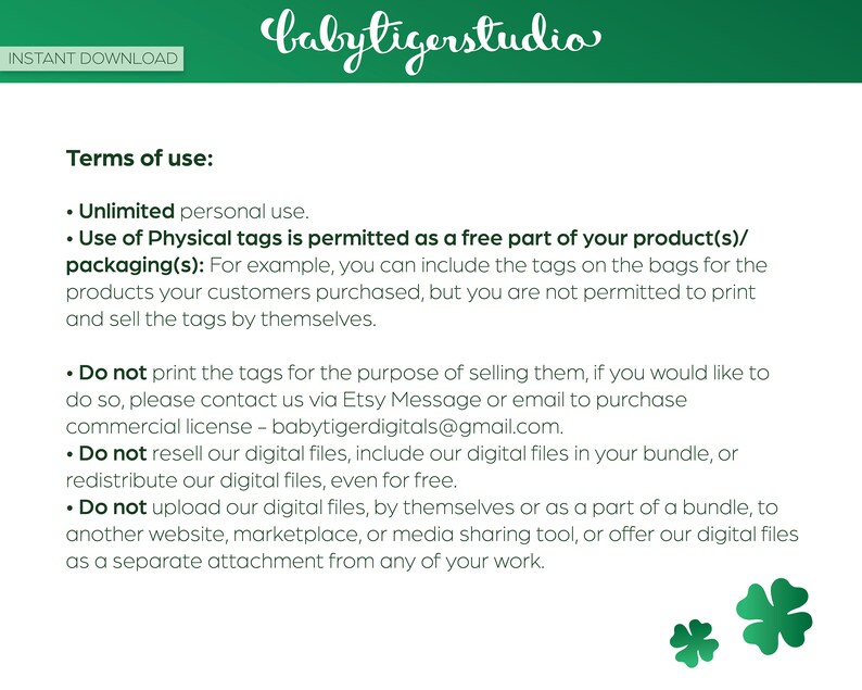 4 Leaf Clover Feelin' Lucky Printable St. Patrick's Day Gift Tags 2"x3 ...