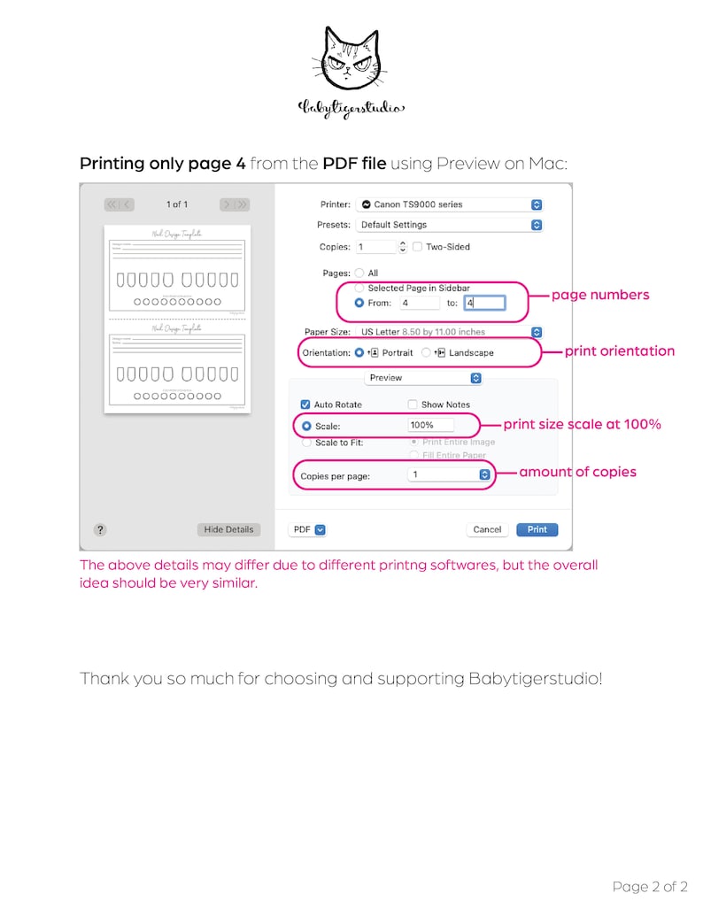 Instant Download - Printable Almond Shaped Nail Design & Practice ...