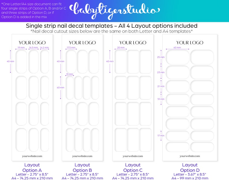 Editable Canva Waterslide Diy Nail Decal Design Templates For Etsy