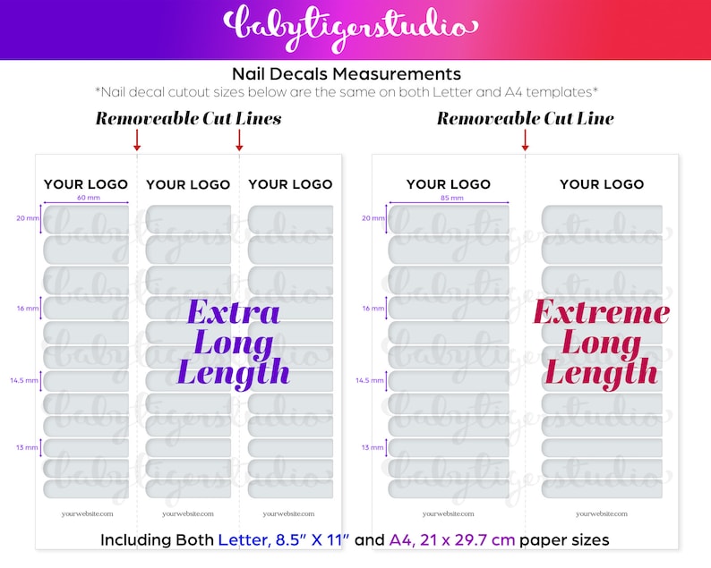 Editable CANVA Waterslide EXTRA Long and EXTREME Long Lengths Nail ...