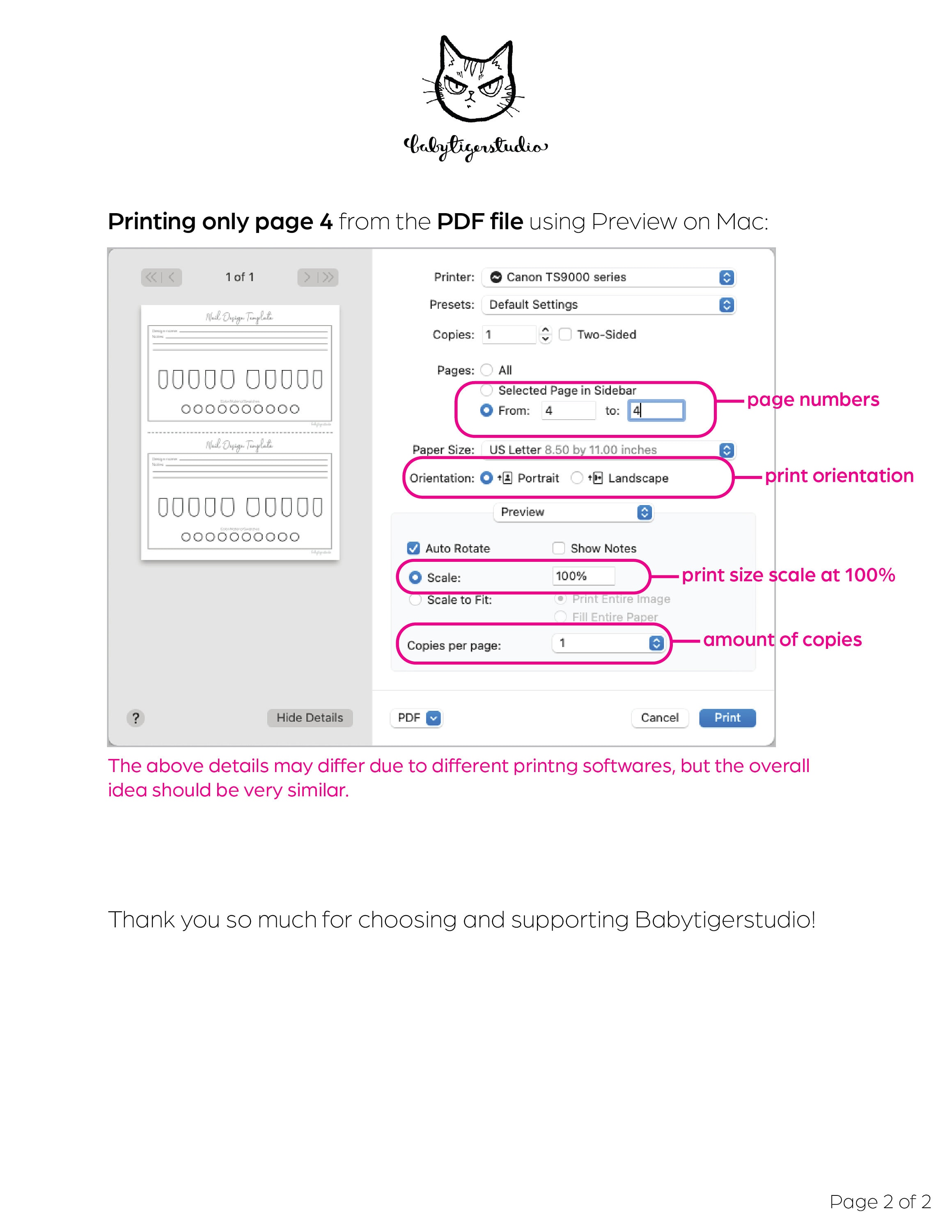 Instant Download - Printable Stiletto Shaped Nail Design & Practice ...