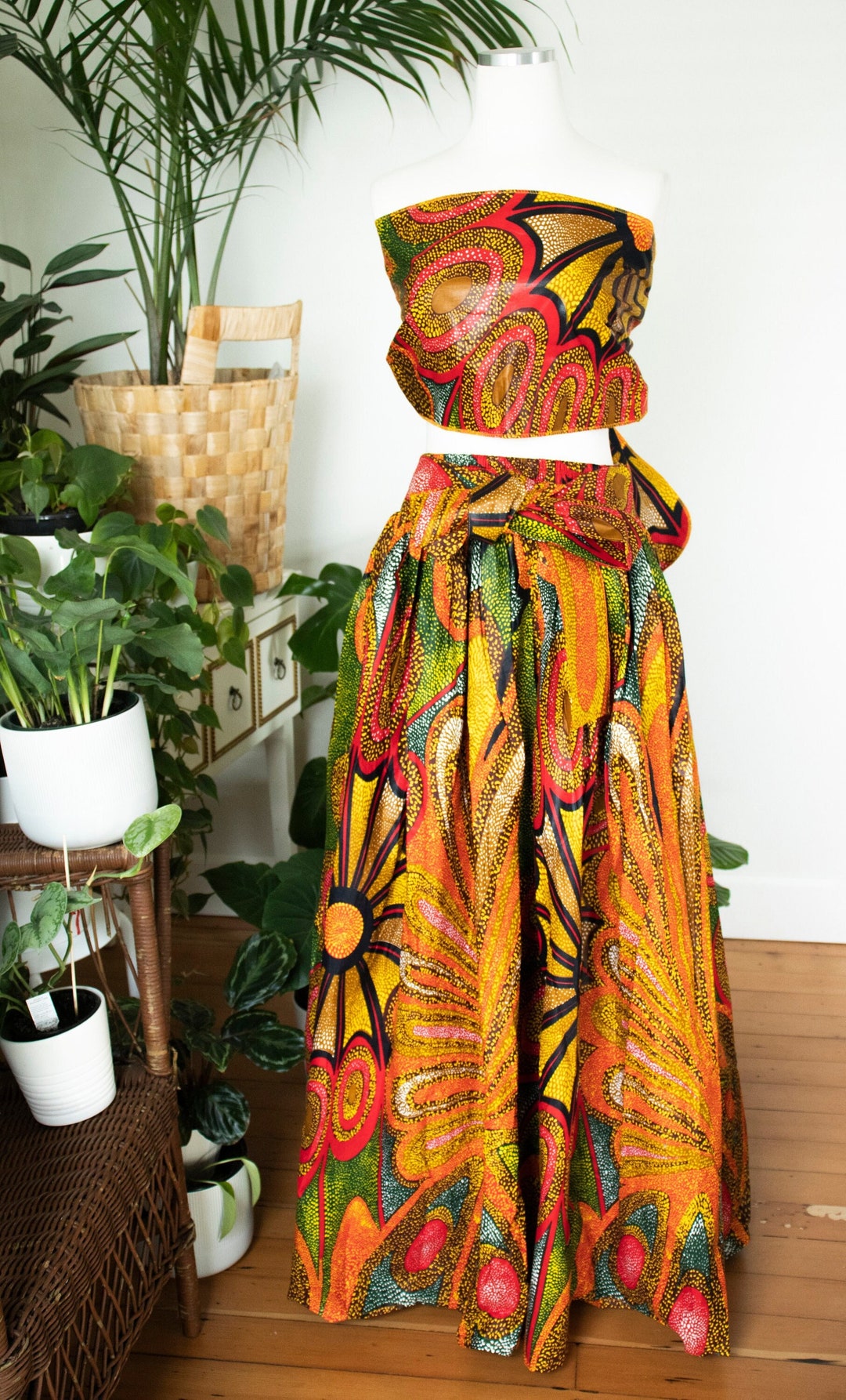Colorful African Clothing/set Maxi Women's High Waisted Skirt Matching ...