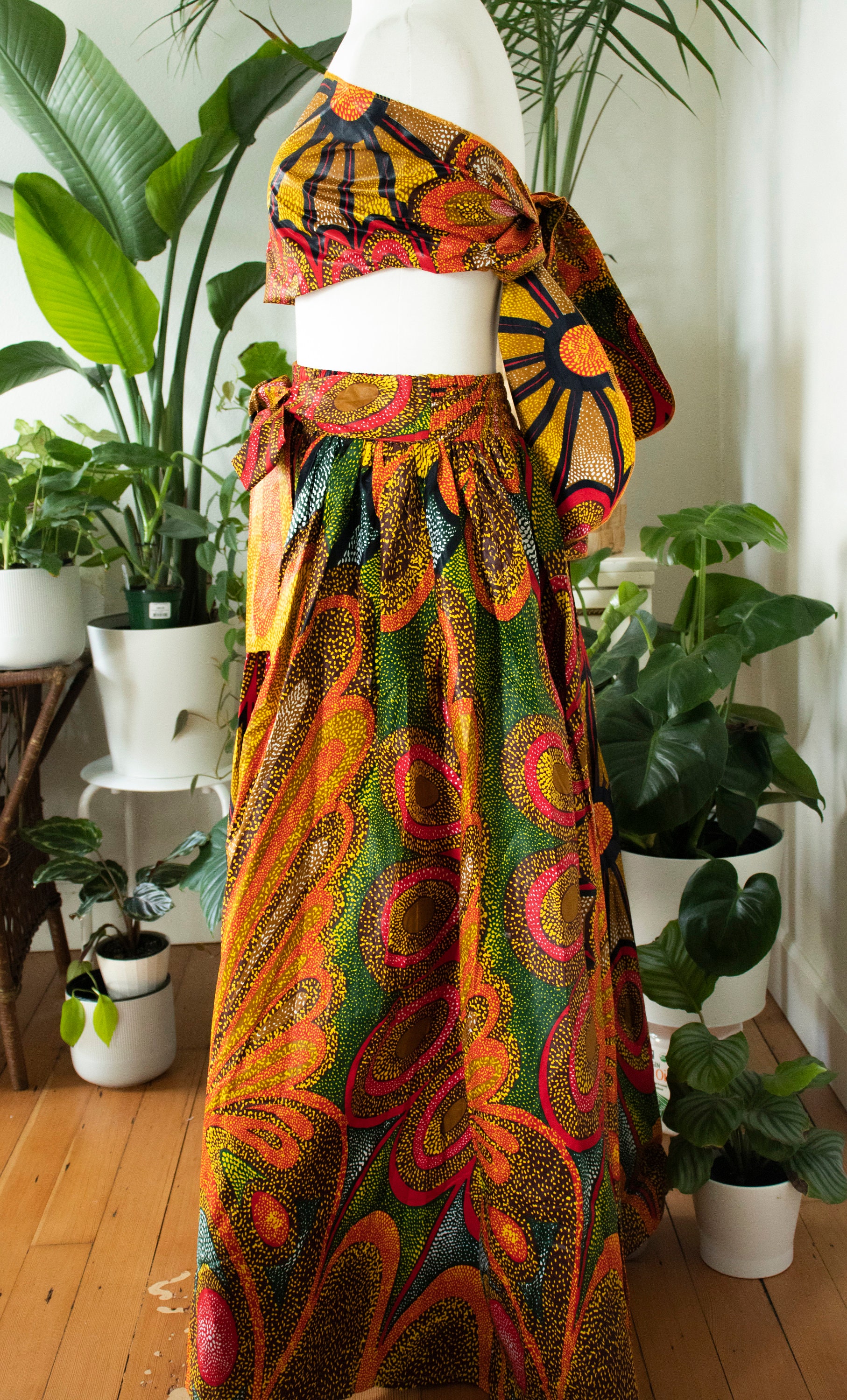 Colorful African Clothing/set Maxi Women's High Waisted Skirt Matching ...