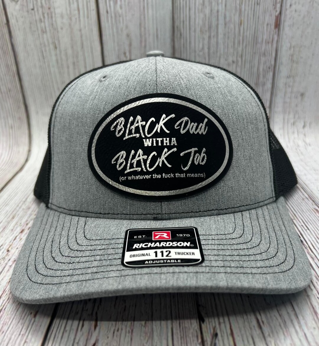 Black Job Trucker Hat / Dad Gift / Trucker Hat With Patch / Engraved ...