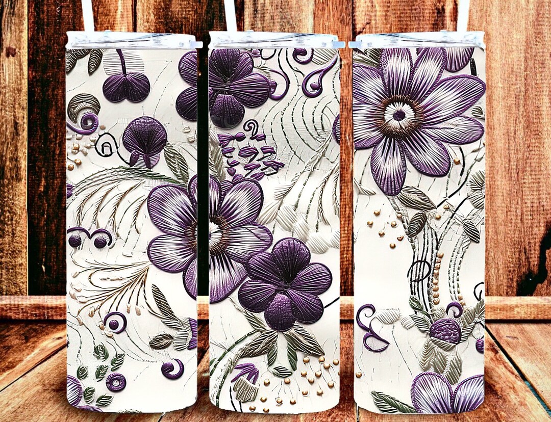 Pattern Purple Floral Tumbler / Flowers / Colorful Tumbler / Mom / Mama ...