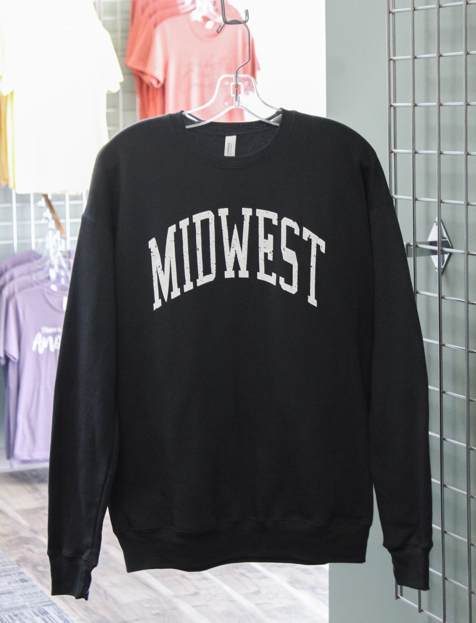 Cozy Midwest Charcoal Crewneck Sweatshirt, Vintage Style Unisex, Ope ...