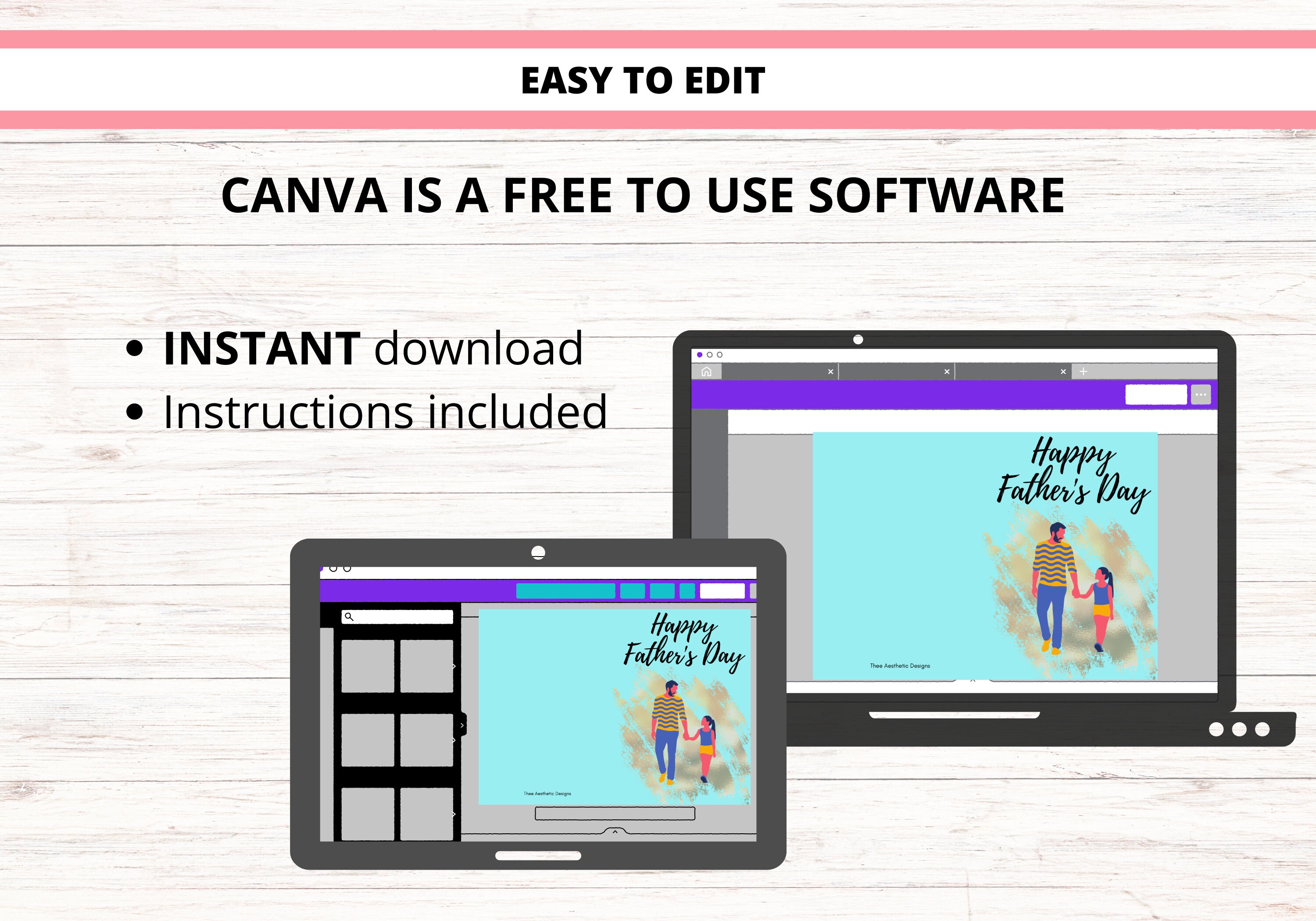 Father's Day Printable Card | Digital Happy Fathers Day Card | Download ...