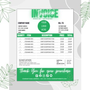 Digital Invoice Template Bundle Business Invoice Editable Invoice ...