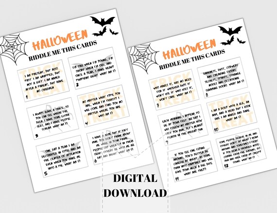 INSTANT DOWNLOAD: Printable Halloween Riddle Game Printable - Etsy