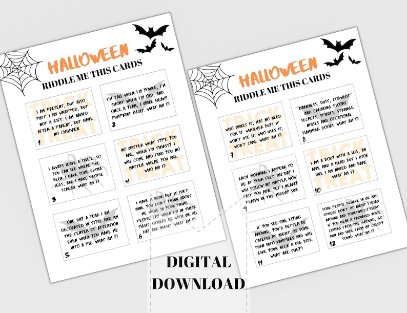 INSTANT DOWNLOAD: Printable Halloween Riddle Game, Printable Game for ...