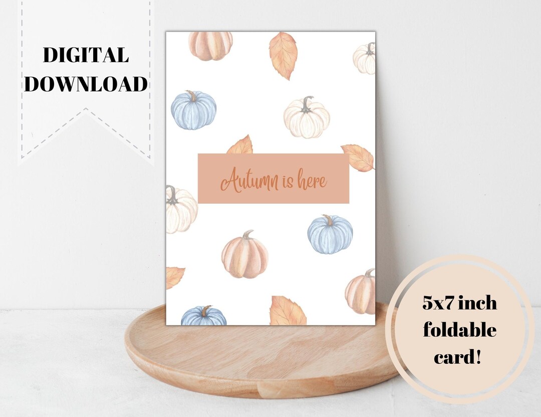INSTANT DOWNLOAD: Printable PDF, Fall Holiday Card, Autumn Card, 5x7 ...