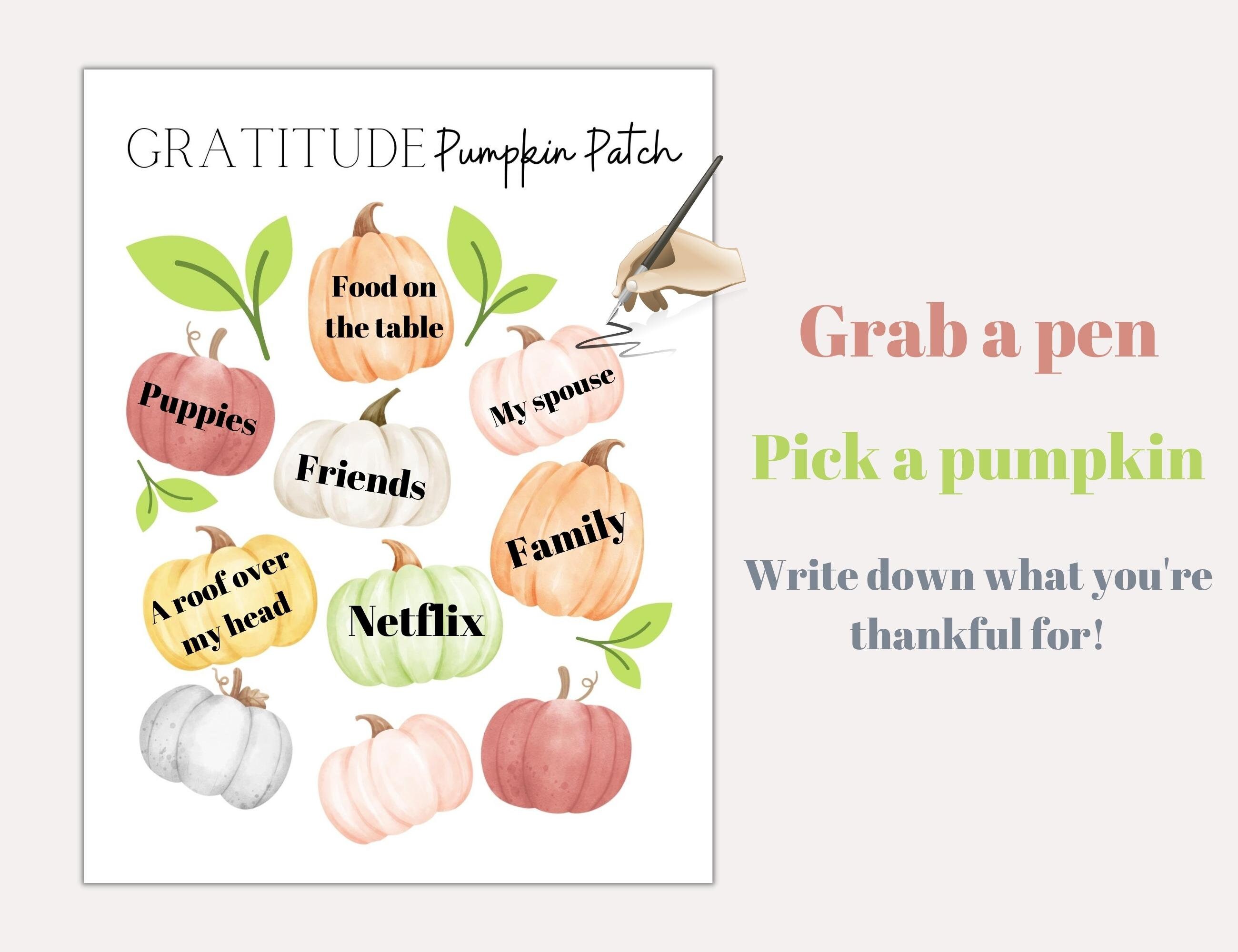 GRATITUDE PUMPKIN PATCH: Instant Download, Gratitude Tree, Thanksgiving ...