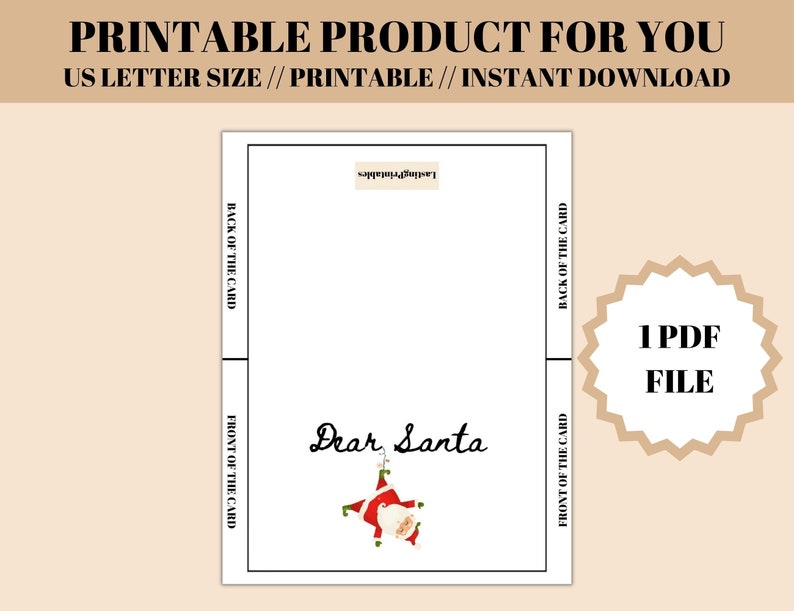 LETTER TO SANTA: Instant Download Santa Claus Letter Dear - Etsy