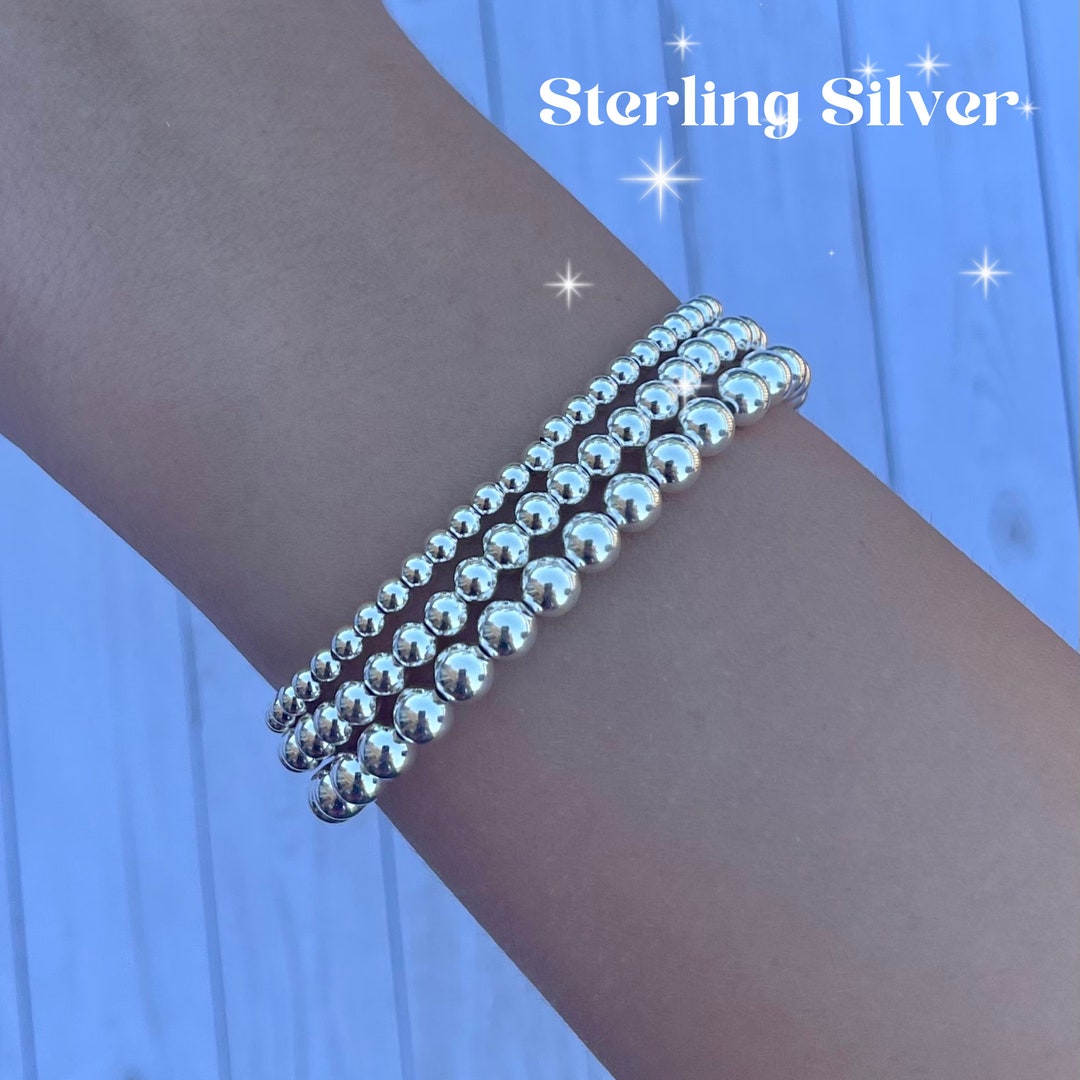 Beaded Bracelet Sterling Silver Bracelet Minimalist Jewelry for Women ...