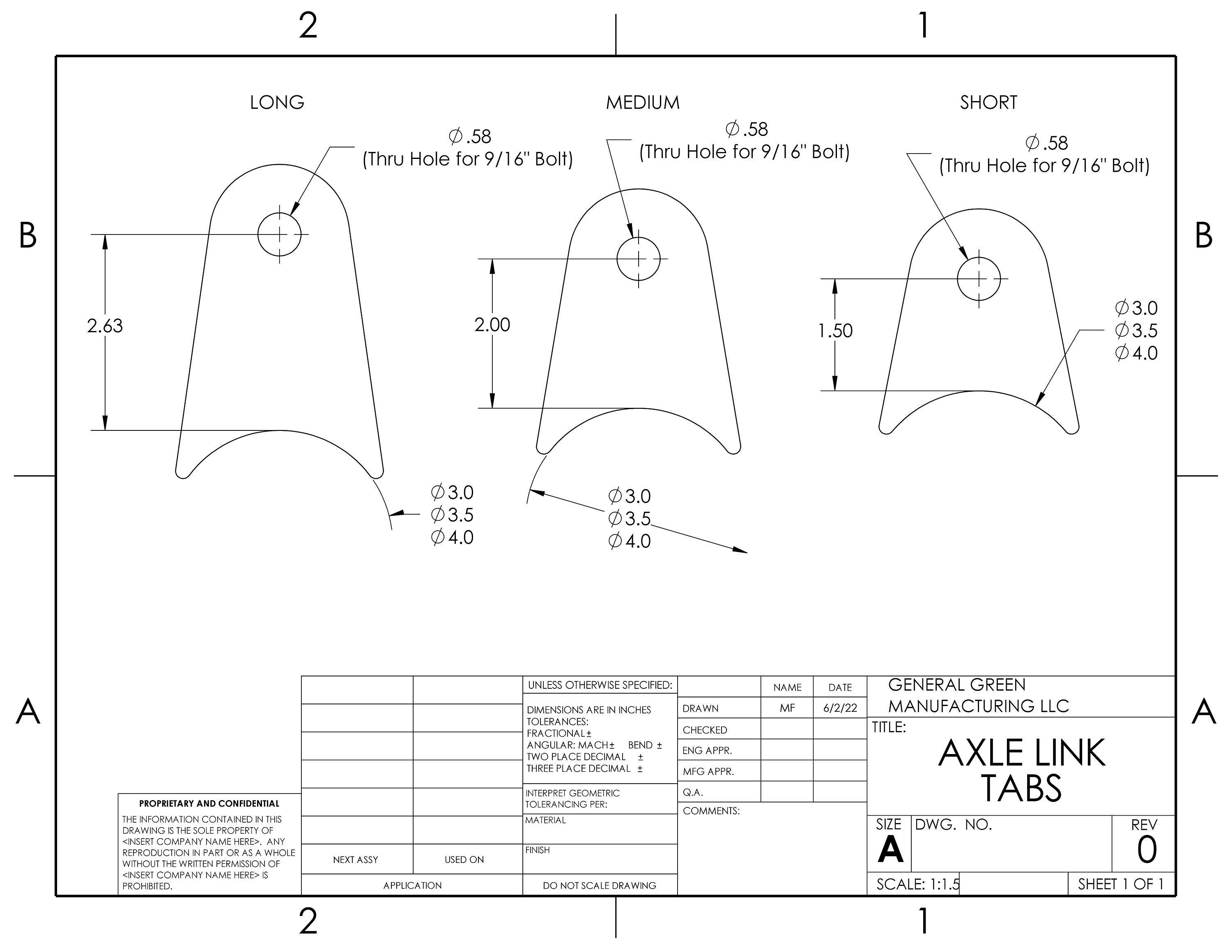 Axle Link Tab Package DXF and Parasolid File Download Only - Etsy