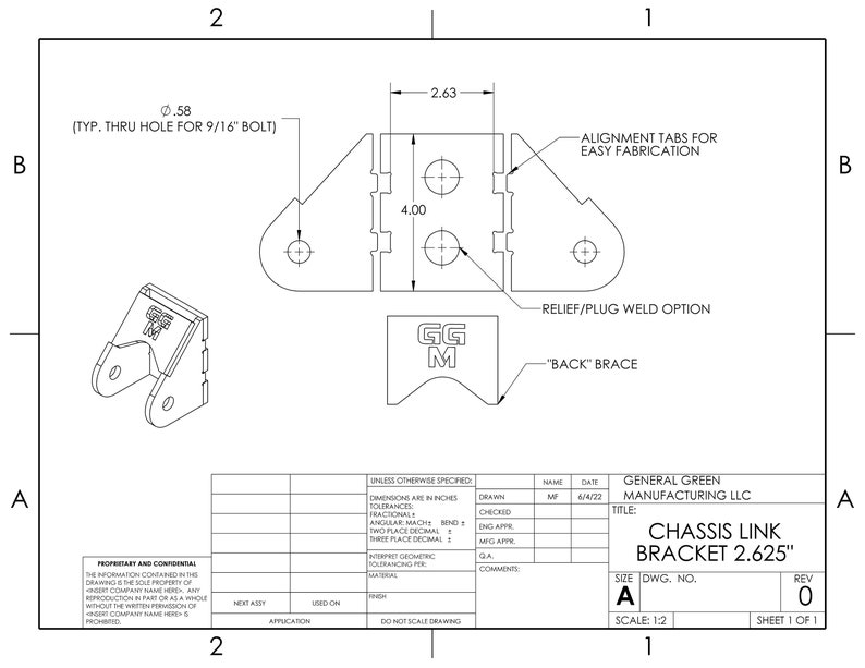 2.625in Chassis Link Bracket Package DXF & Parasolid File Download Only ...