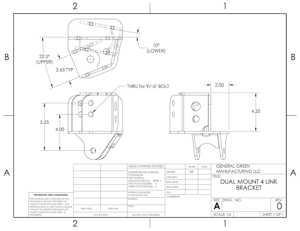 Dual Mount 4 Link Frame Bracket DXF File - Etsy