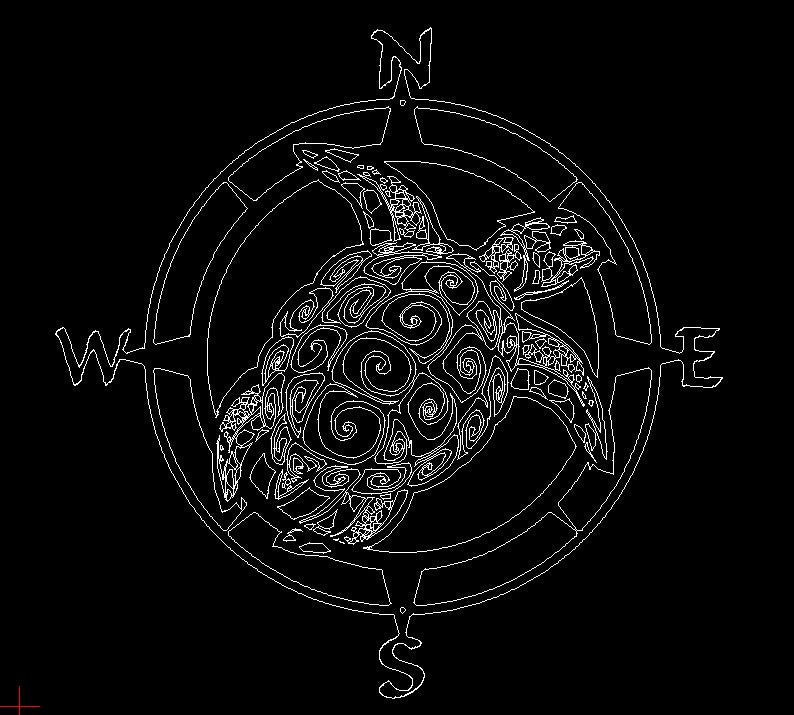 Compass Rose Sea Turtle DXF File Download - Etsy