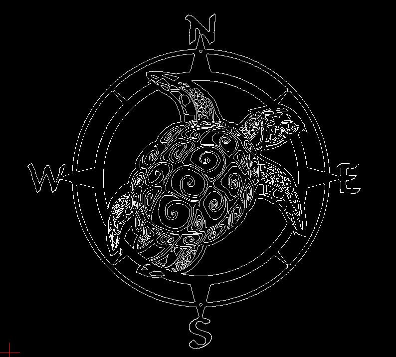 Compass Rose Sea Turtle DXF File Download - Etsy