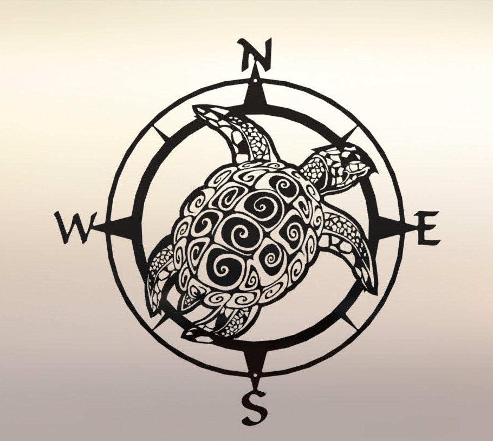Compass Rose Sea Turtle DXF File Download - Etsy