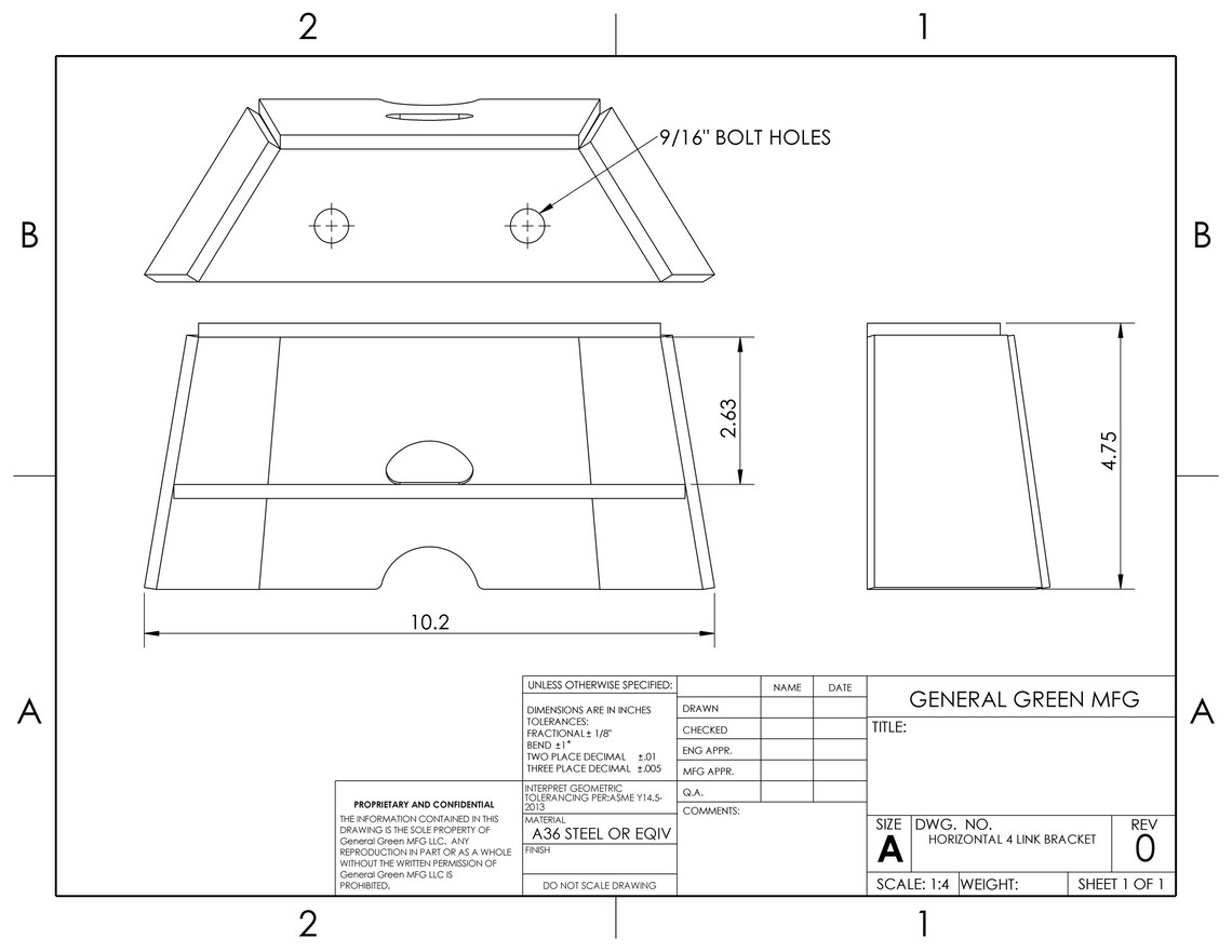 Horizontal Upper 4 Link Bracket DXF File - Etsy