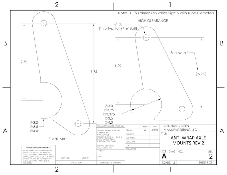 Antiwrap Axle Mount Package DXF File Download Only - Etsy