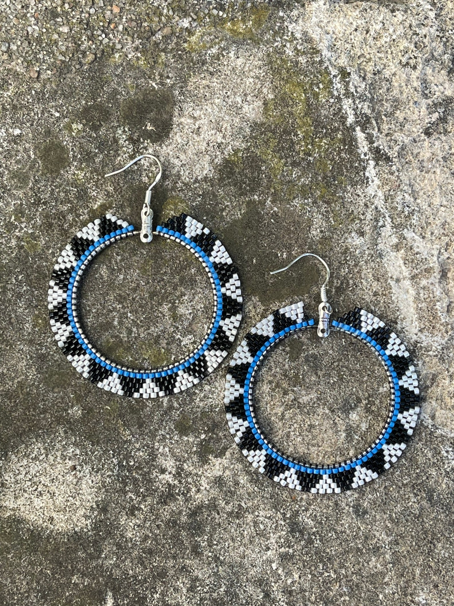 Hand Beaded Native Style Hoop Earrings - Etsy