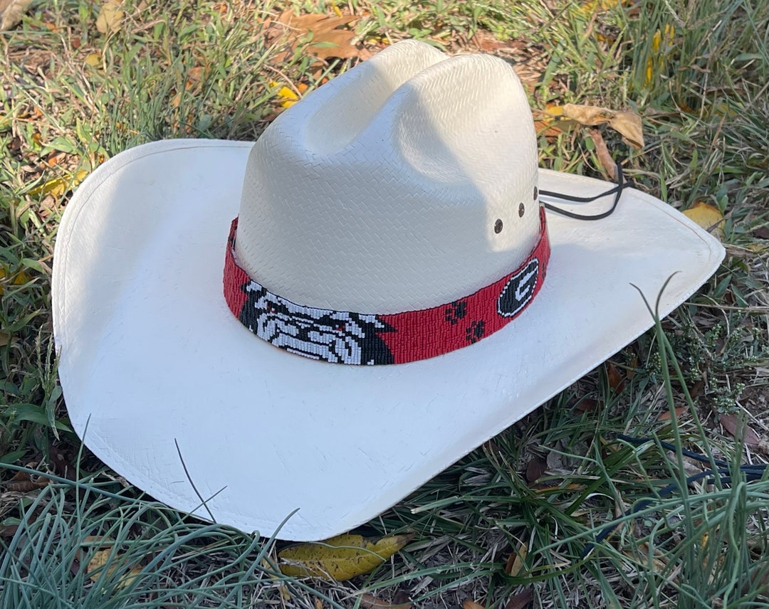 Beaded Georgia Bulldog Hat Band With Red Suede Cords - Etsy