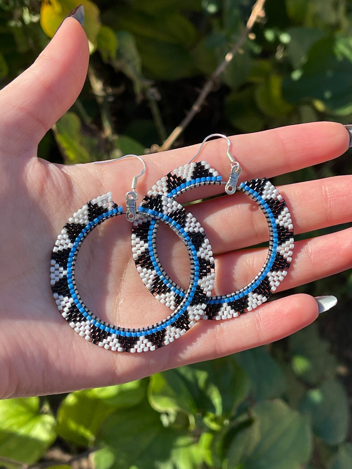 Hand Beaded Native Style Hoop Earrings - Etsy