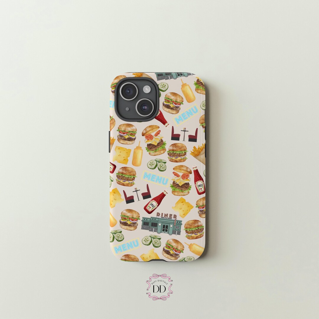 1950s Retro Diner Case, Burger Phone Case, iPhone 15 14 13 12 11 Pro ...