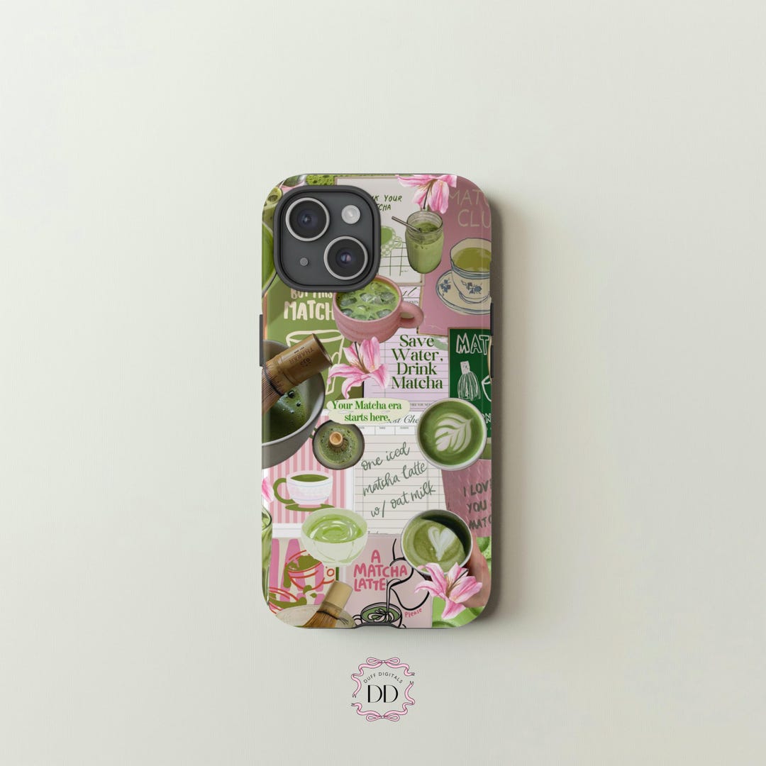 MATCHA Phone Case, Matcha Drink, Green Pink Phone Case for iPhone 16 15 ...