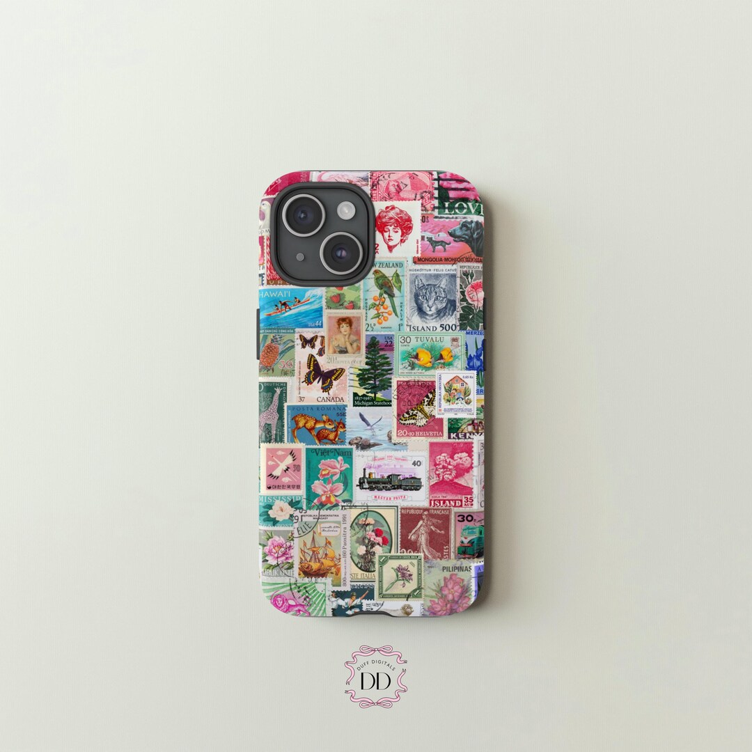 Vintage Stamps Collage Phone Case: Scrapbook Style - Etsy