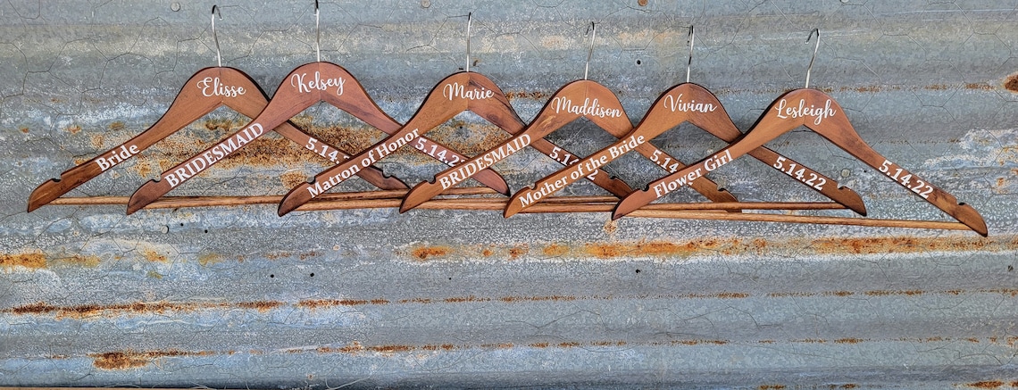 CUSTOM Wedding Wooden Hangers, Personalized Name Monogrammed Hangers ...