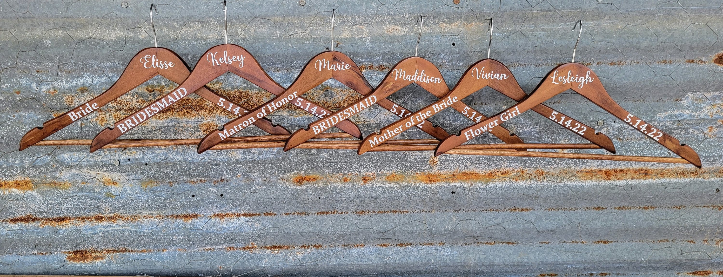 CUSTOM Wedding Wooden Hangers, Personalized Name Monogrammed Hangers ...